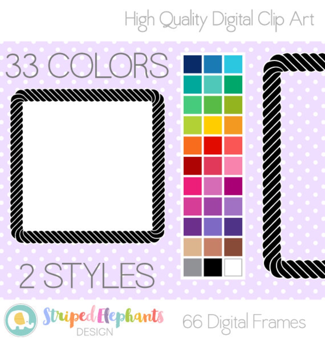 Digital Frames Rope Clip Art Frames Square Printable | Etsy