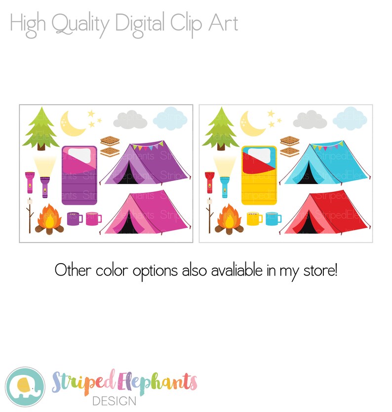 Camping Clip Art Happy Camper Tent Camp Fire Smores - Etsy