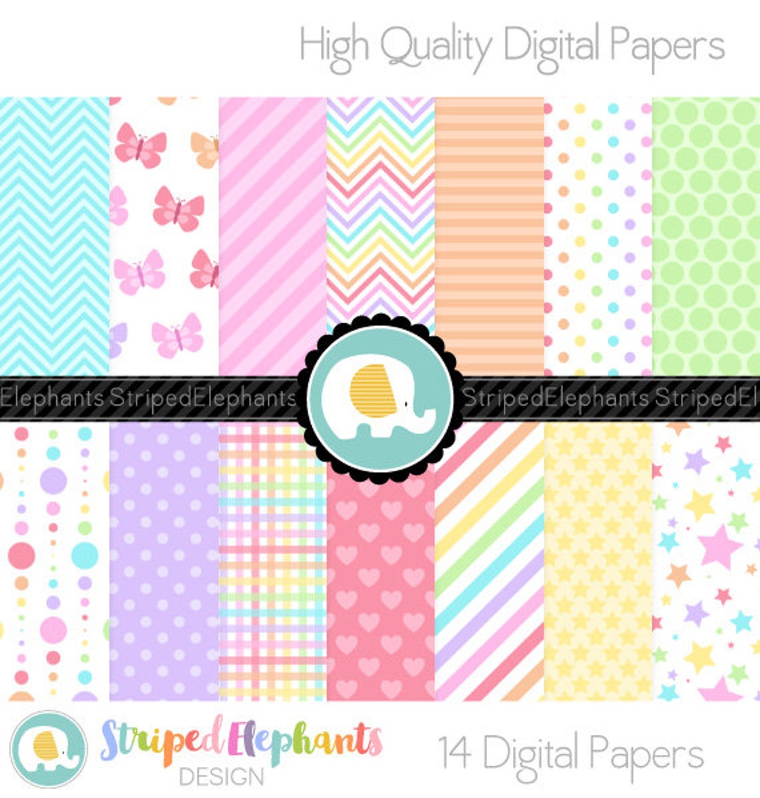 Pastel Rainbow Digital Paper Pack Clipart Paper Instant - Etsy