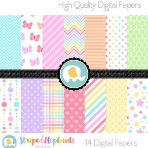 Pastel Rainbow Digital Paper Pack Clipart Paper Instant - Etsy