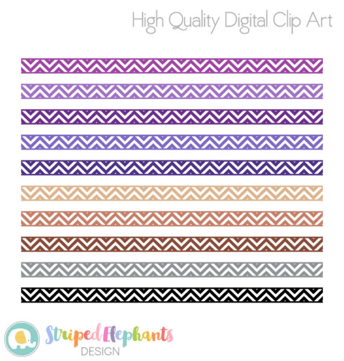 Chevron Digital Borders Zigzag Clipart Edging Instant | Etsy