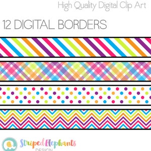 Rainbow Digital Border Clipart Digital Scrapbook Edging Instant ...