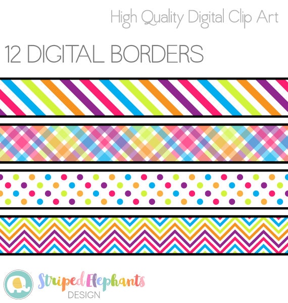 Rainbow Digital Border Clipart Digital Scrapbook Edging - Etsy