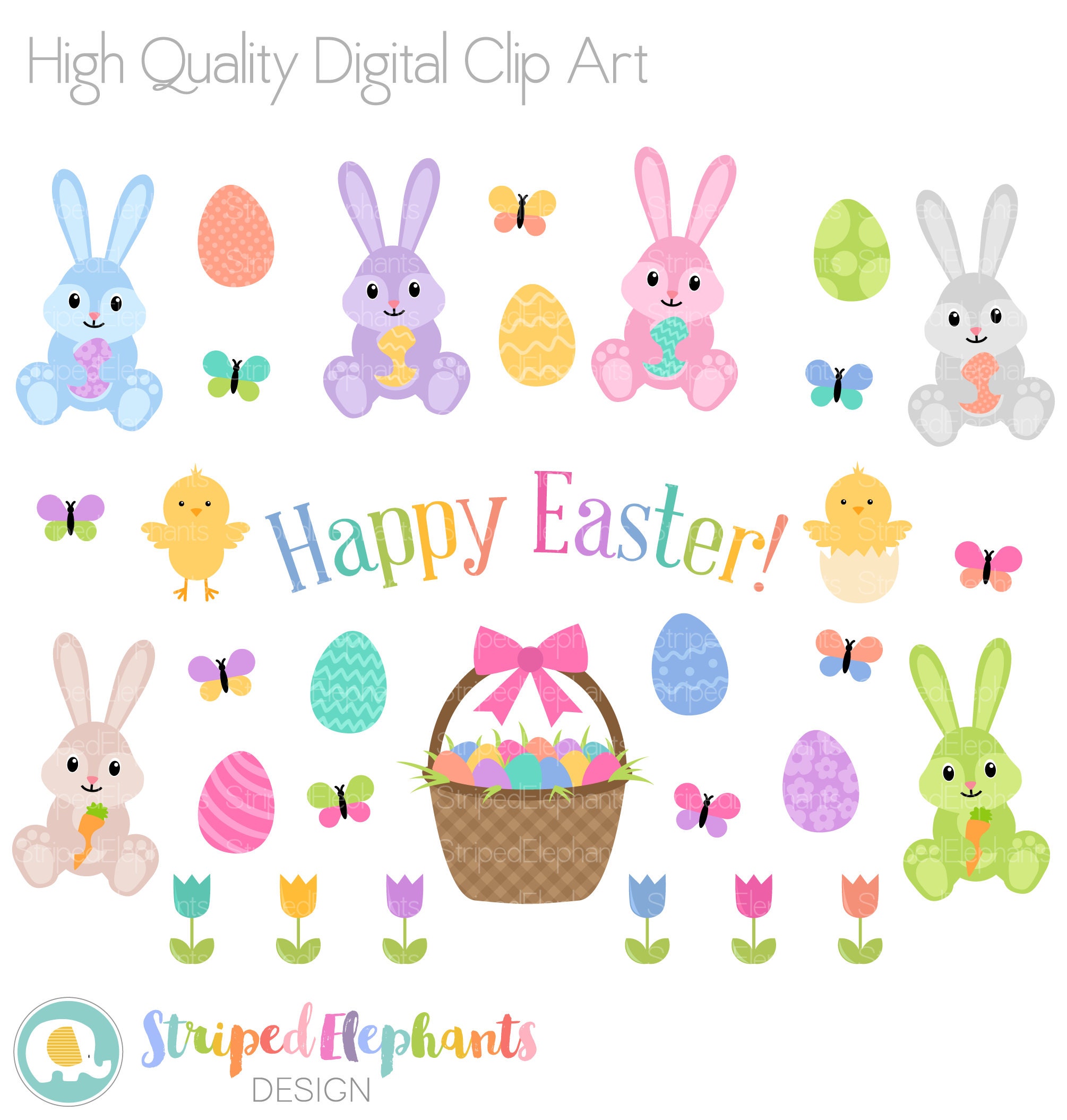 Easter Clip Art Easter Bunny Clip Art Easter Egg Clipart - Etsy