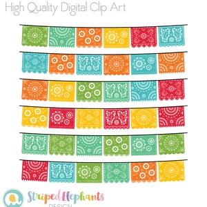 Papel Picado Clipart, Cut Files SVG, Printable Mexican Banners Clip Art ...