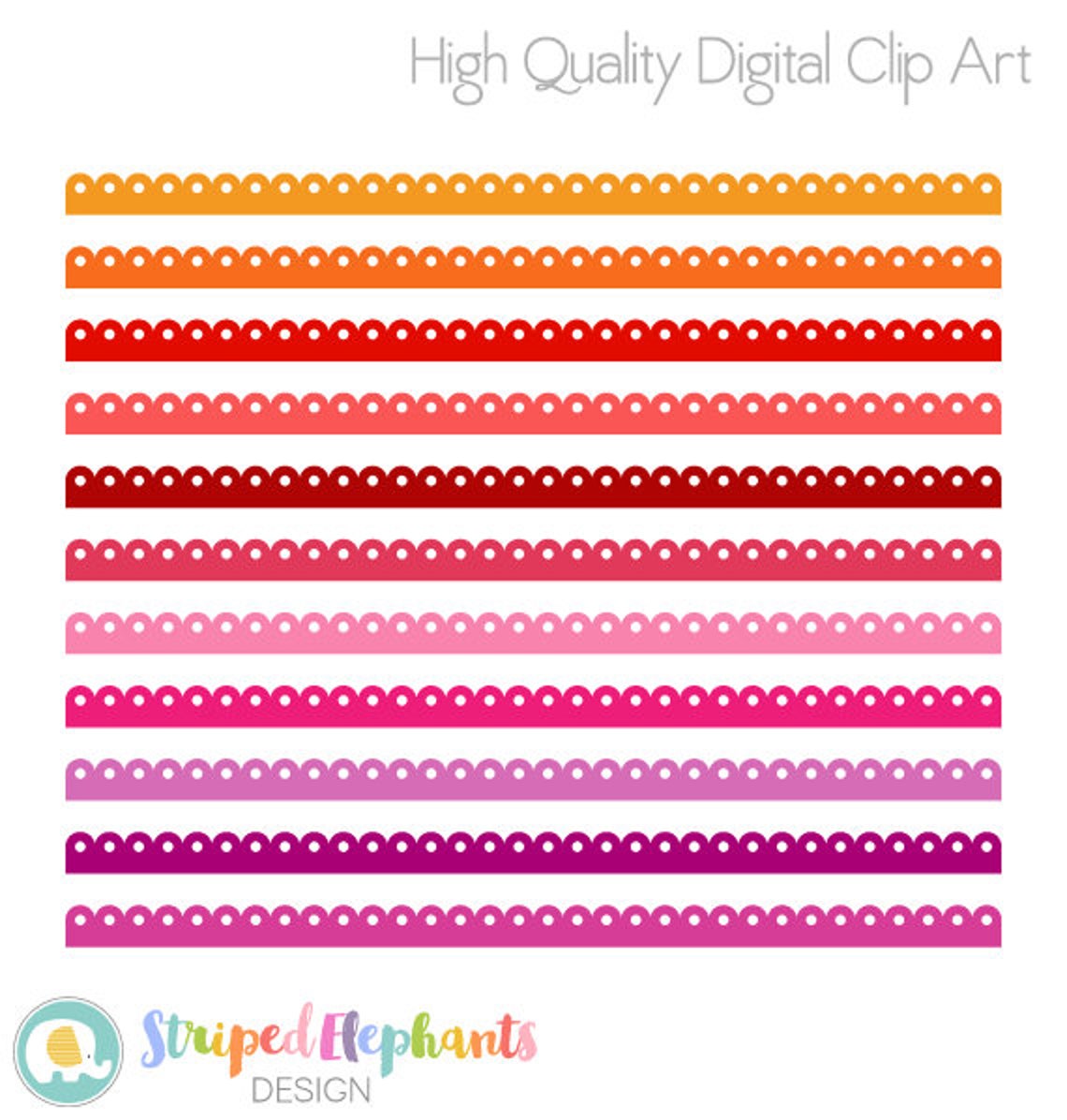 Digital Edging Clipart Fancy Scalloped Digital Borders | Etsy