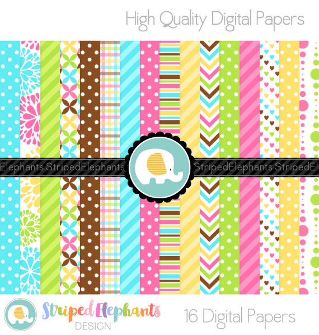 Digital Paper, Candy Bright Digital Papers, Digital Scrapbook Paper ...