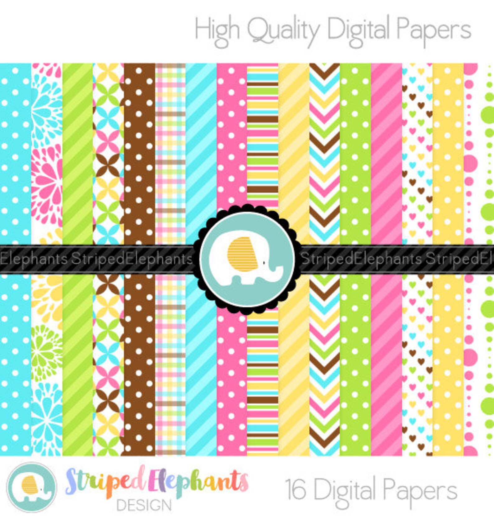 Digital Paper Candy Bright Digital Papers Digital Scrapbook - Etsy