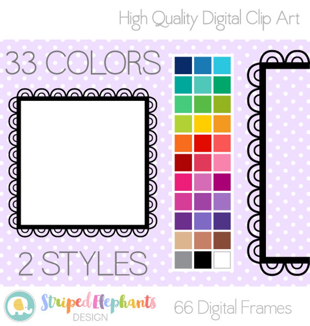 Cutout Scalloped Square Frames 2 Clip Art Frames Instant Download ...
