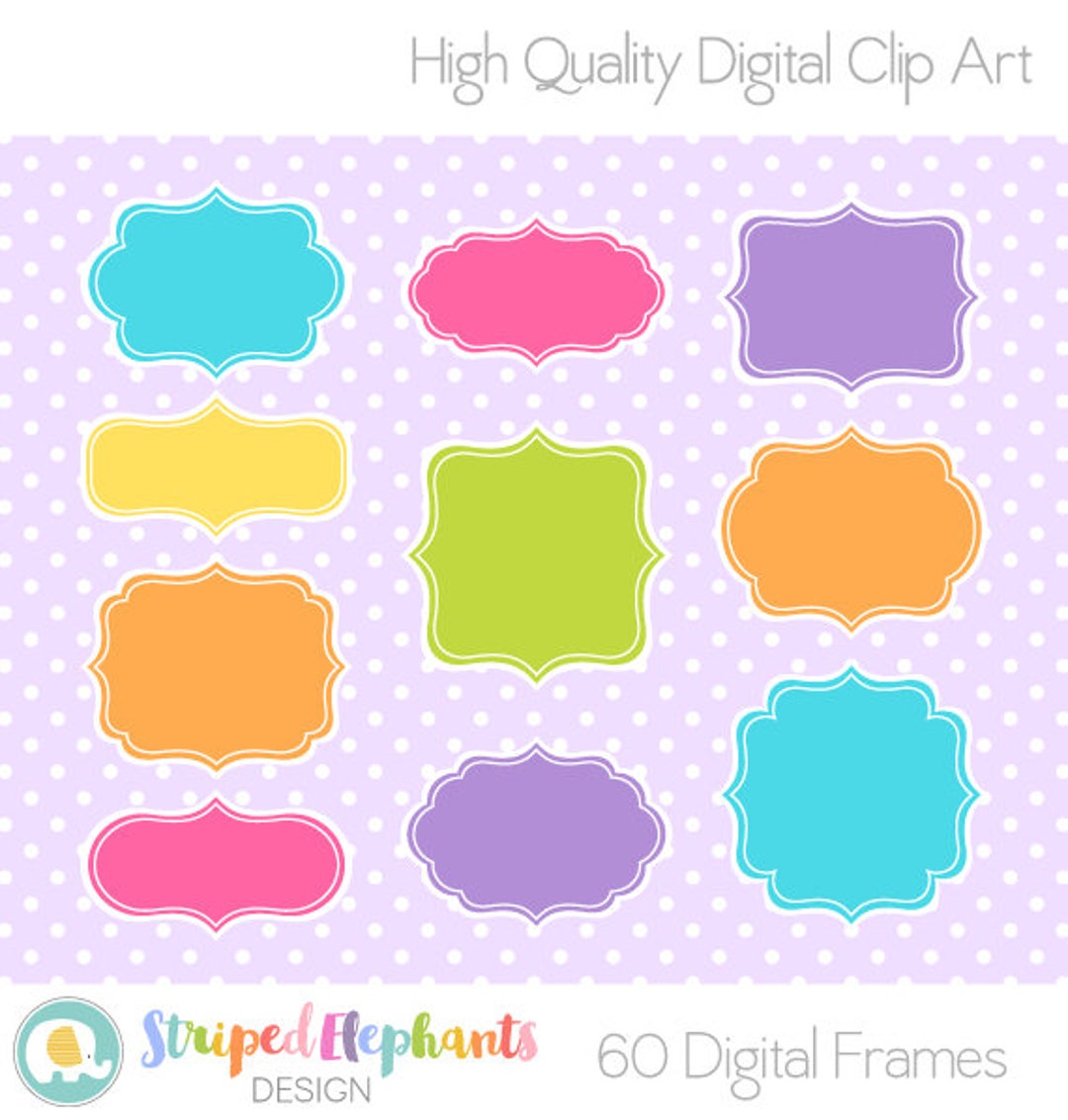 Fancy Colored Digital Frames Digital Journaling Spots Instant Download ...