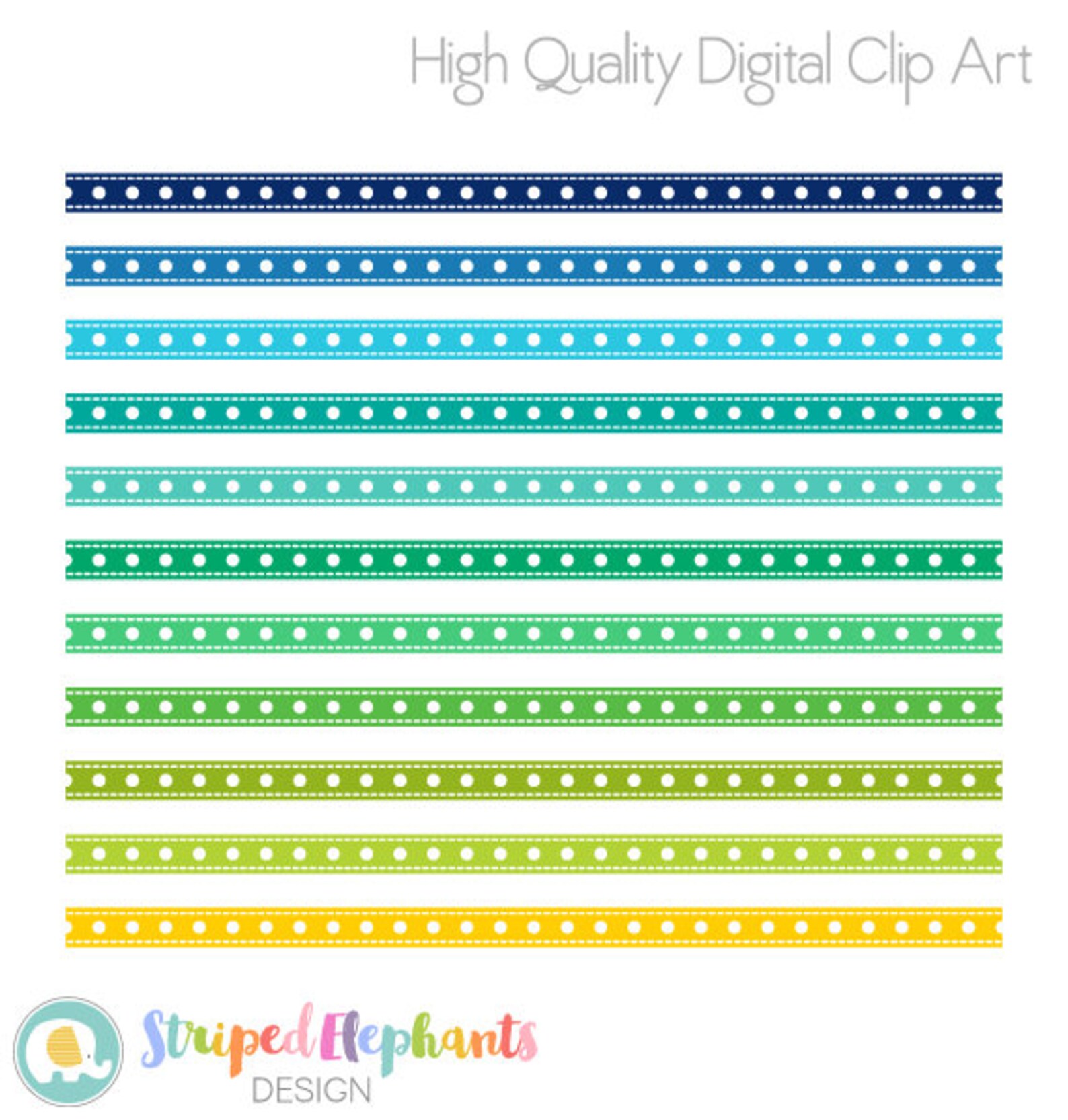 Digital Borders Clip Art Dash Dot Digital Ribbon Clipart - Etsy