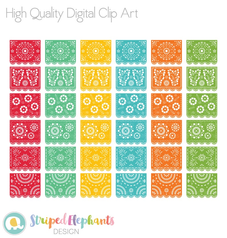 Papel Picado Clipart Cut Files SVG Printable Mexican Banners - Etsy