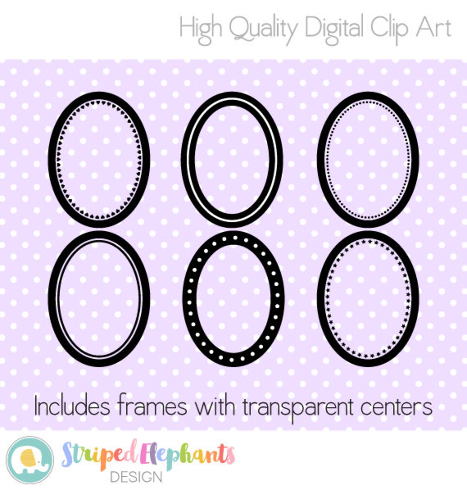 Oval Digital Frame Collection Clip Art Frames Instant Download ...