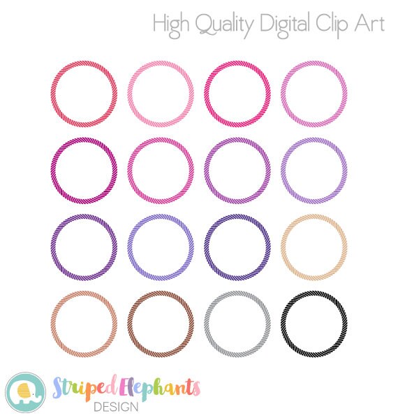 Rope Clip Art Digital Frames Circle Round Clipart Borders | Etsy