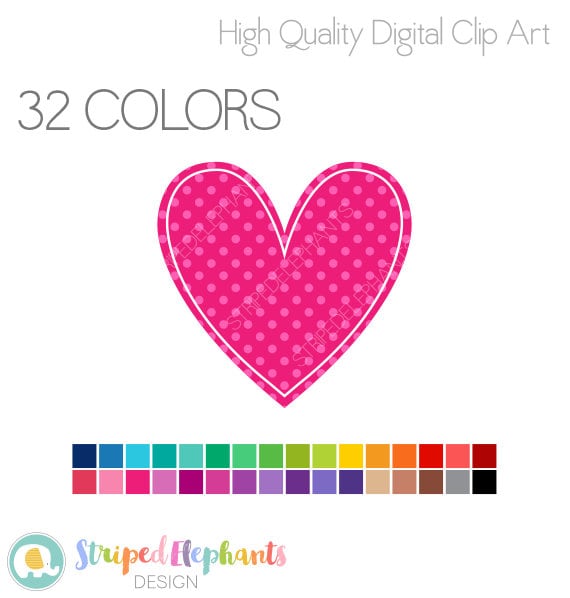 Heart Clip Art Clip Art Basics Polka Dot Hearts Instant Download ...