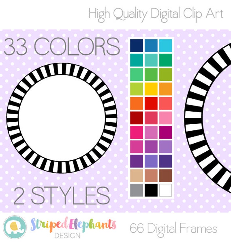 Striped Circle Digital Frames 1 Clipart Borders Printable Labels ...