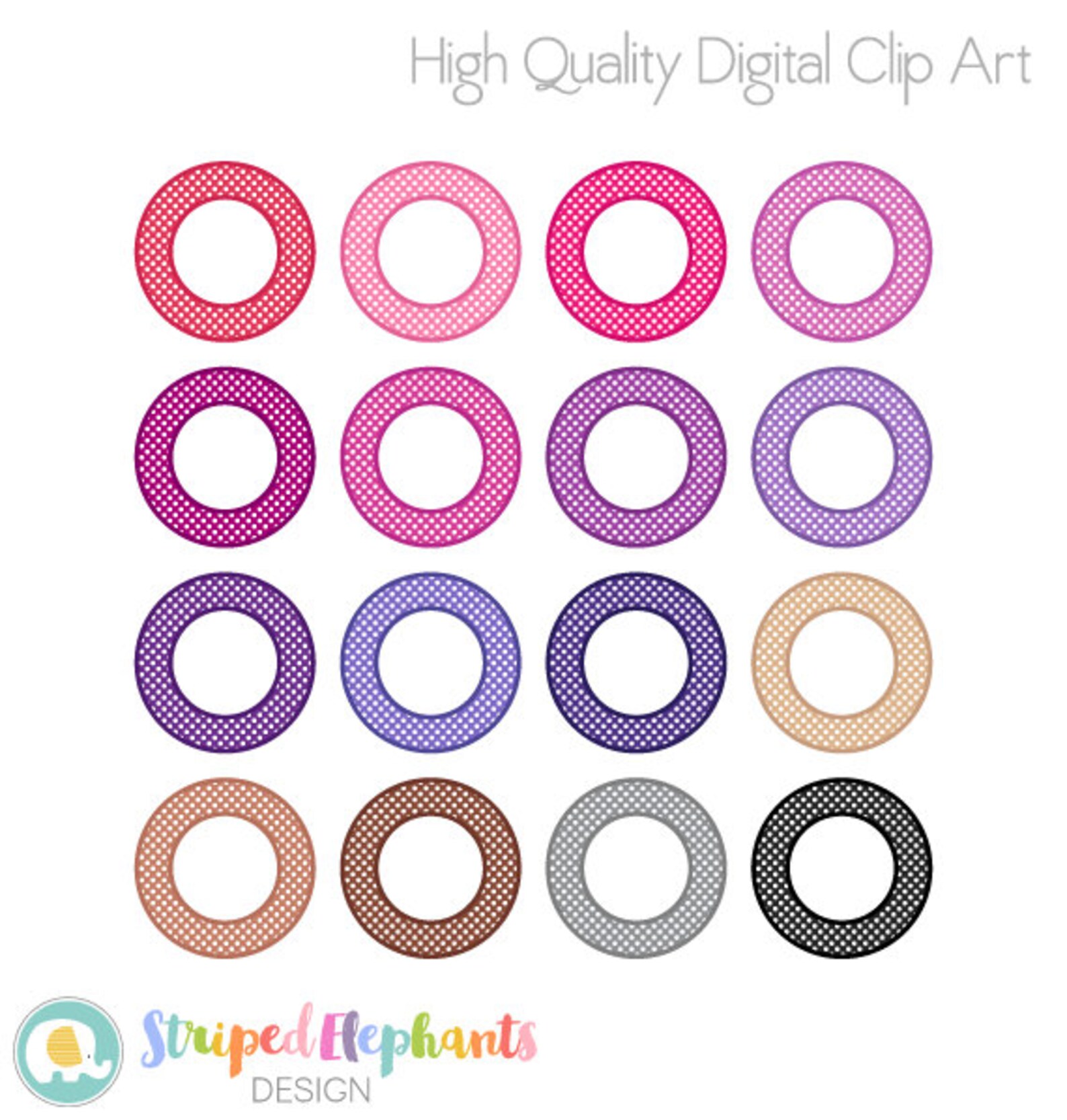 Polka Dot Circle Digital Frames Printable Circle Frames - Etsy