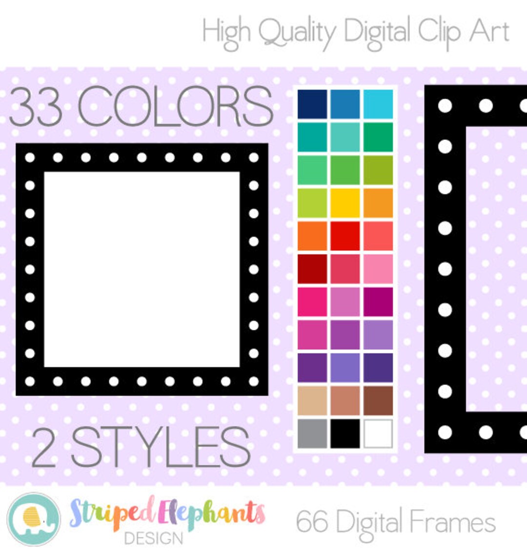 Dotted Square Digital Frames Clip Art Border Frames Instant Download ...