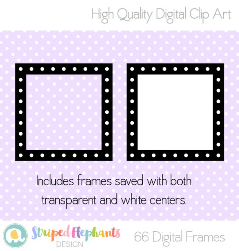 Dotted Square Digital Frames Clip Art Border Frames - Etsy