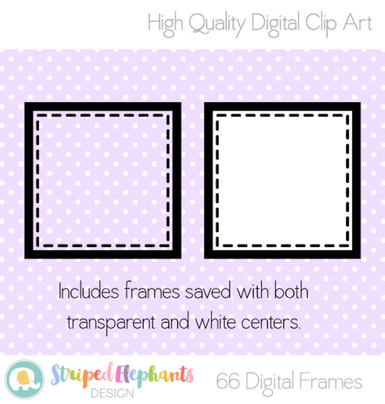 Stitched Square Digital Frames Clipart Borders Printable - Etsy