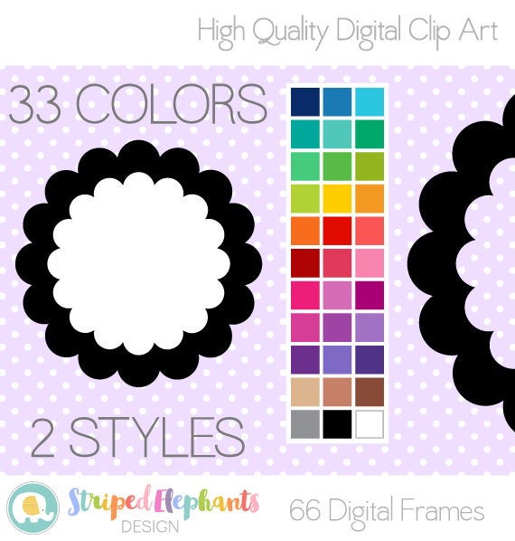 Double Scalloped Frames Clip Art Frames Instant Download | Etsy