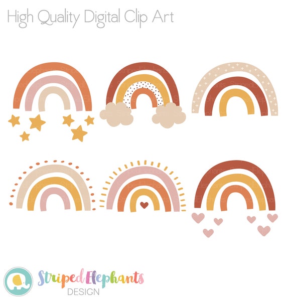 Boho Rainbow Clipart Modern Rainbow Clipart Nordic Rainbow - Etsy New ...