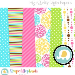 Digital Paper, Candy Bright Digital Papers, Digital Scrapbook Paper ...