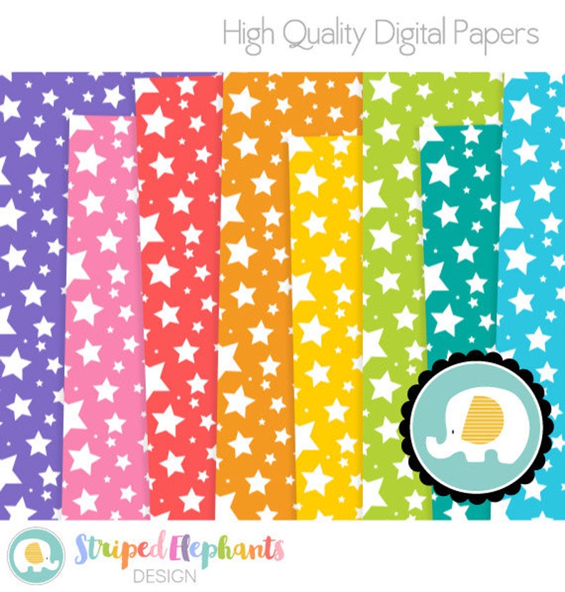 Crazy Star Digital Papers Bright Digital Paper Stary Digital - Etsy