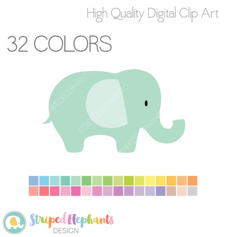 Elephants Clipart Pastel Animals Digital Clip Art Instant | Etsy