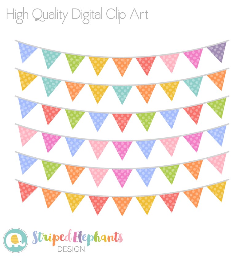 Colorful Bunting Clip Art Rainbow Bunting Clipart Bunting - Etsy