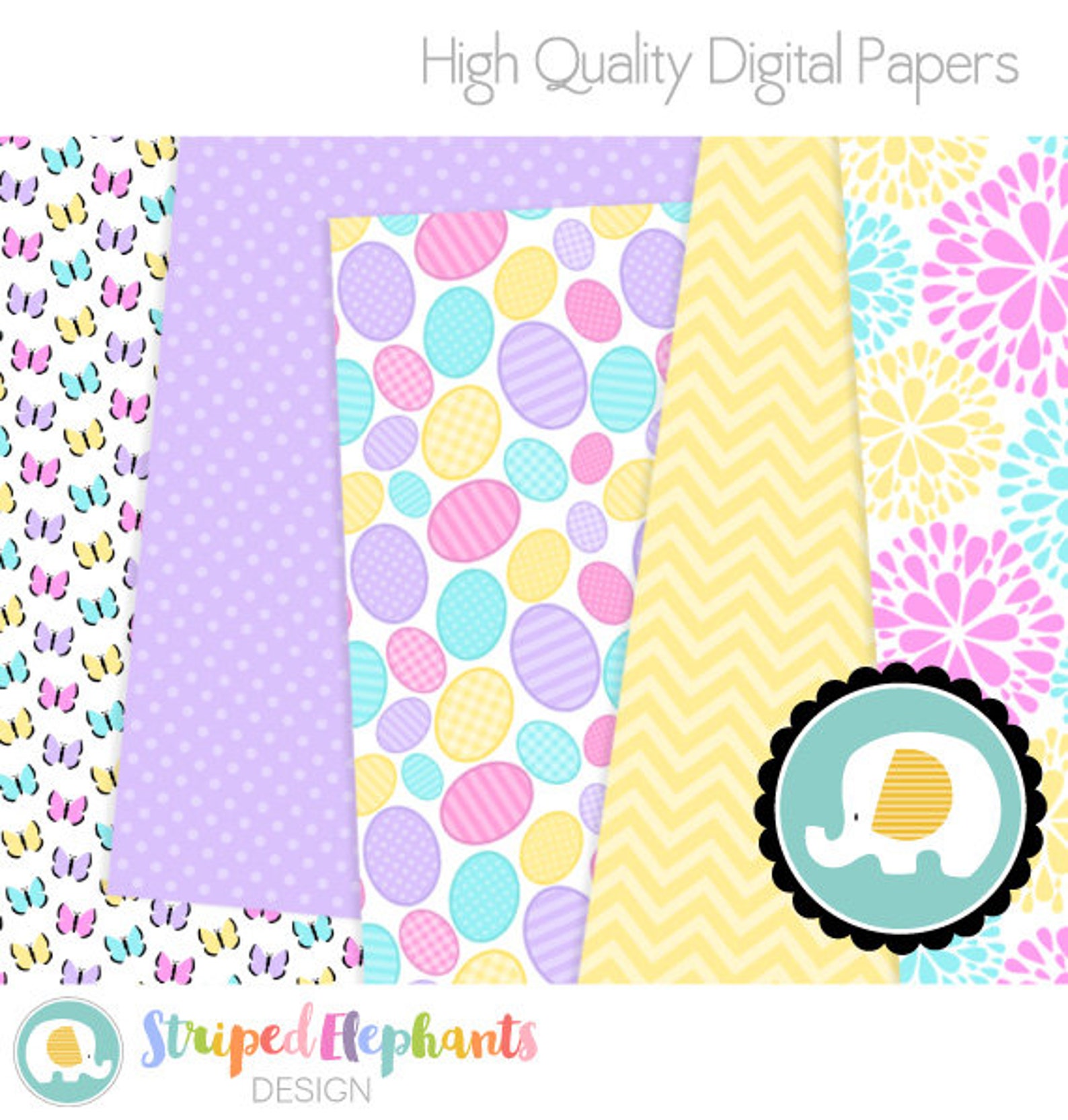 Pretty Easter Digital Paper Pack Easter Scrapbook Paper - Etsy