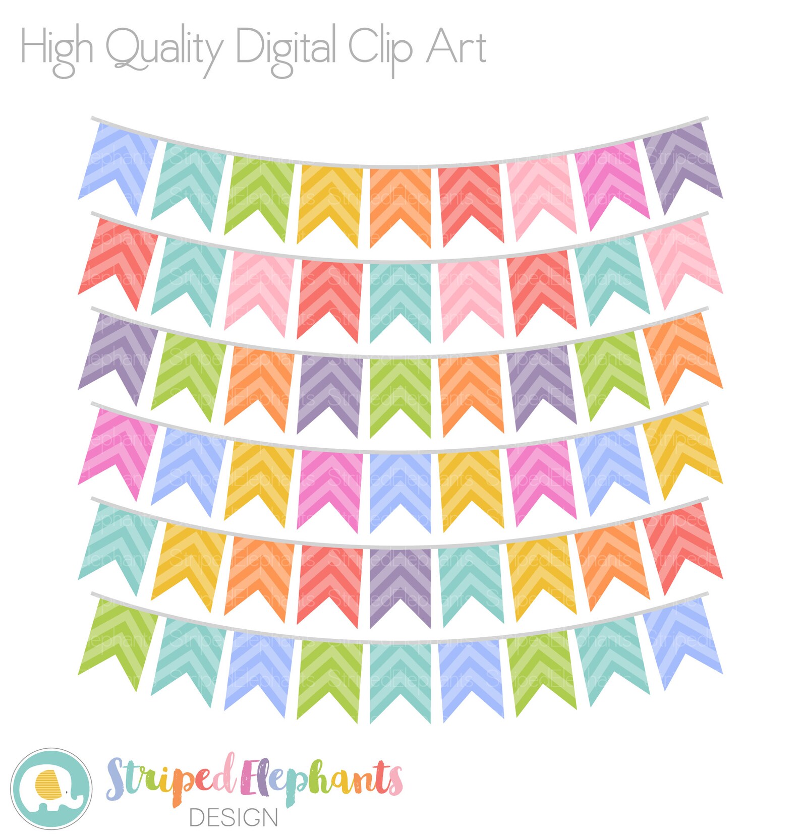 Colorful Bunting Clip Art Rainbow Bunting Clipart Bunting - Etsy
