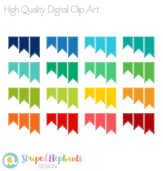 Banner Clip Art Flags Clipart Pennants Clipart Digital Clipart Instant ...