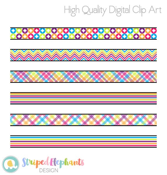 Rainbow Digital Border Clipart Digital Scrapbook Edging - Etsy