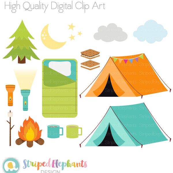 Teal Camping Clipart - Etsy