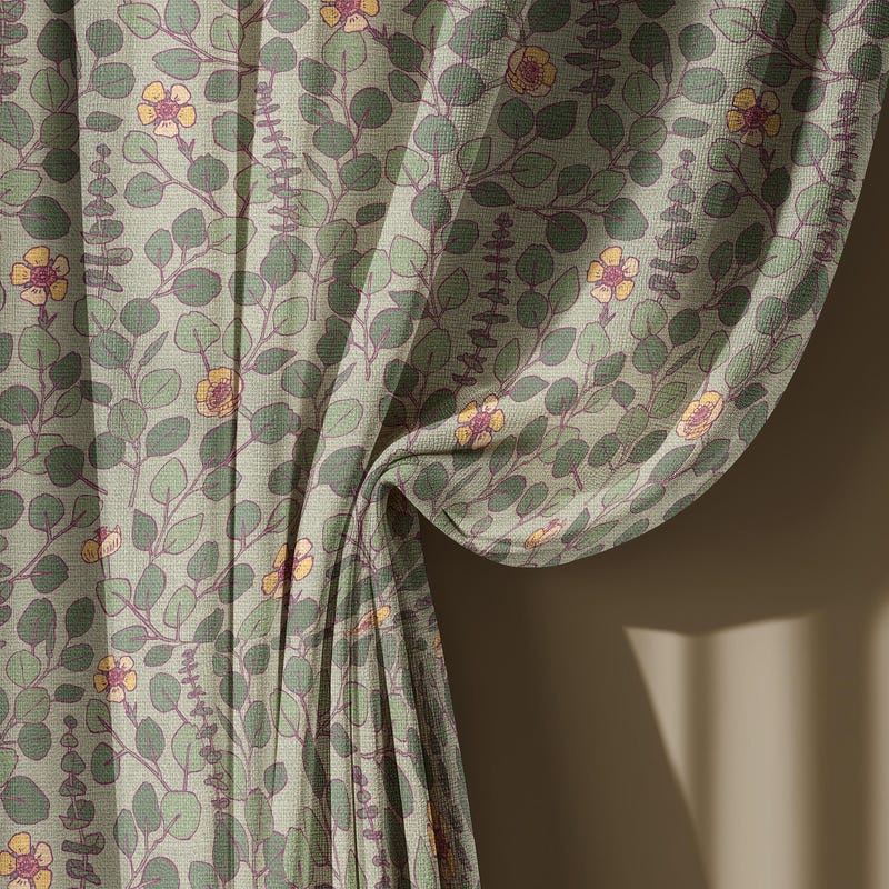 Sage Green Print Drapes - Etsy