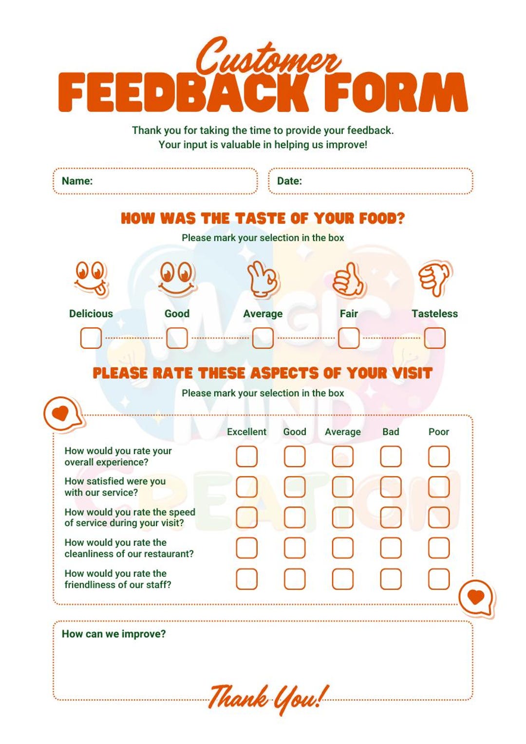 Customizable Business Form Template, Feedback, Order, QR Code ...