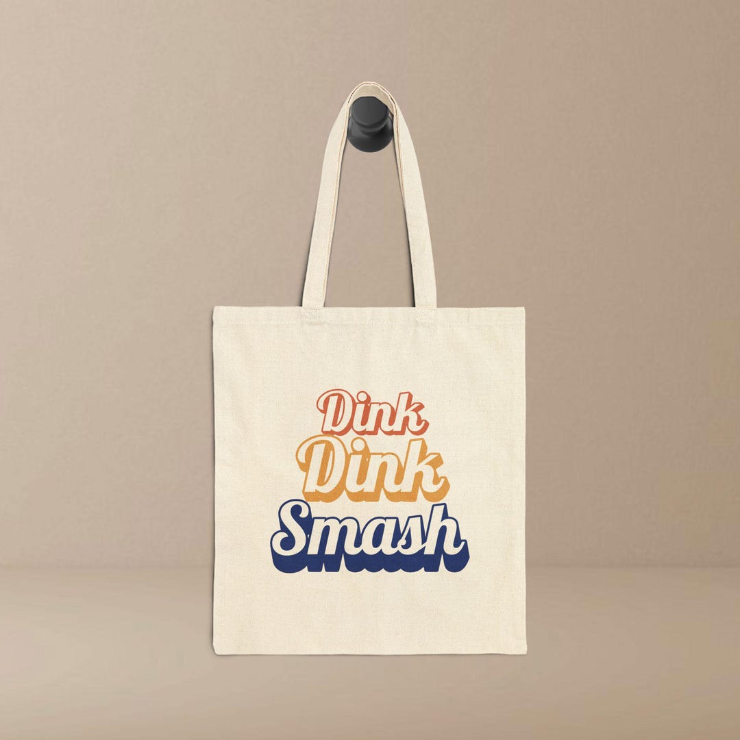 Pickleball Tote Bag, Dink Dink Smash Vintage Design, Cotton Canvas ...