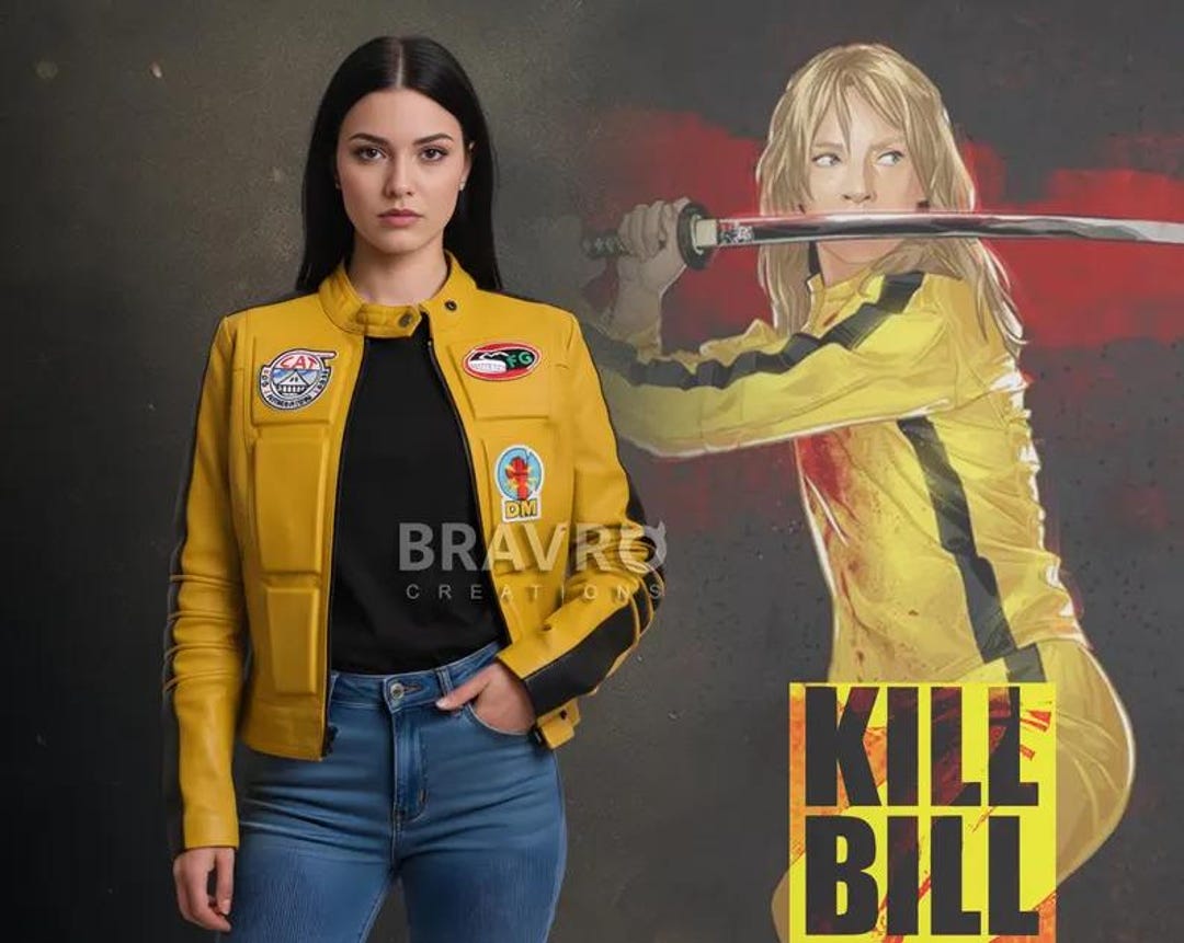 Kill Bill Yellow Leather Jacket | Uma Thurman Beatrix Kiddo Cosplay ...