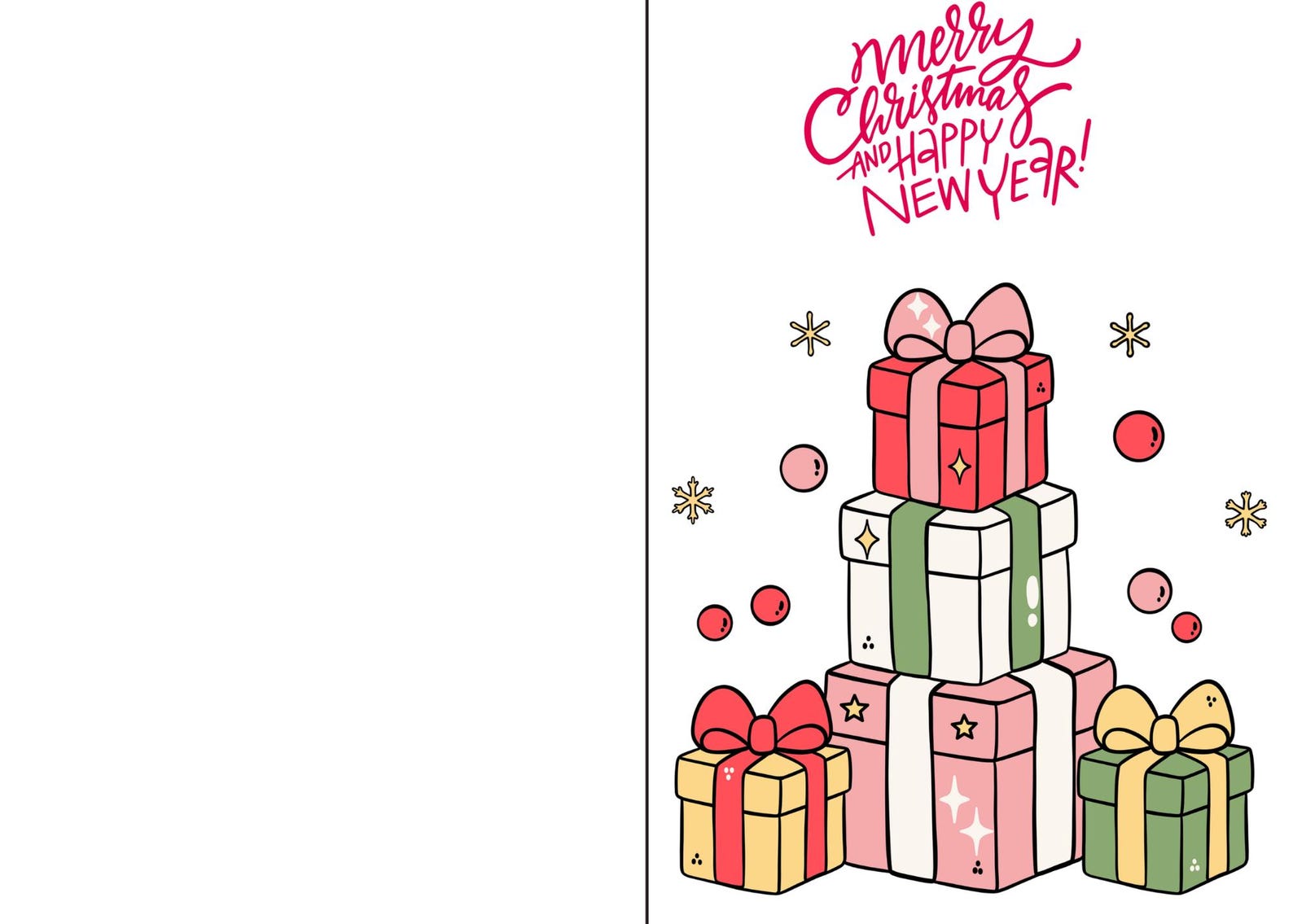 Printable Merry Christmas & Happy New Year Card: Festive Gift Boxes - Etsy