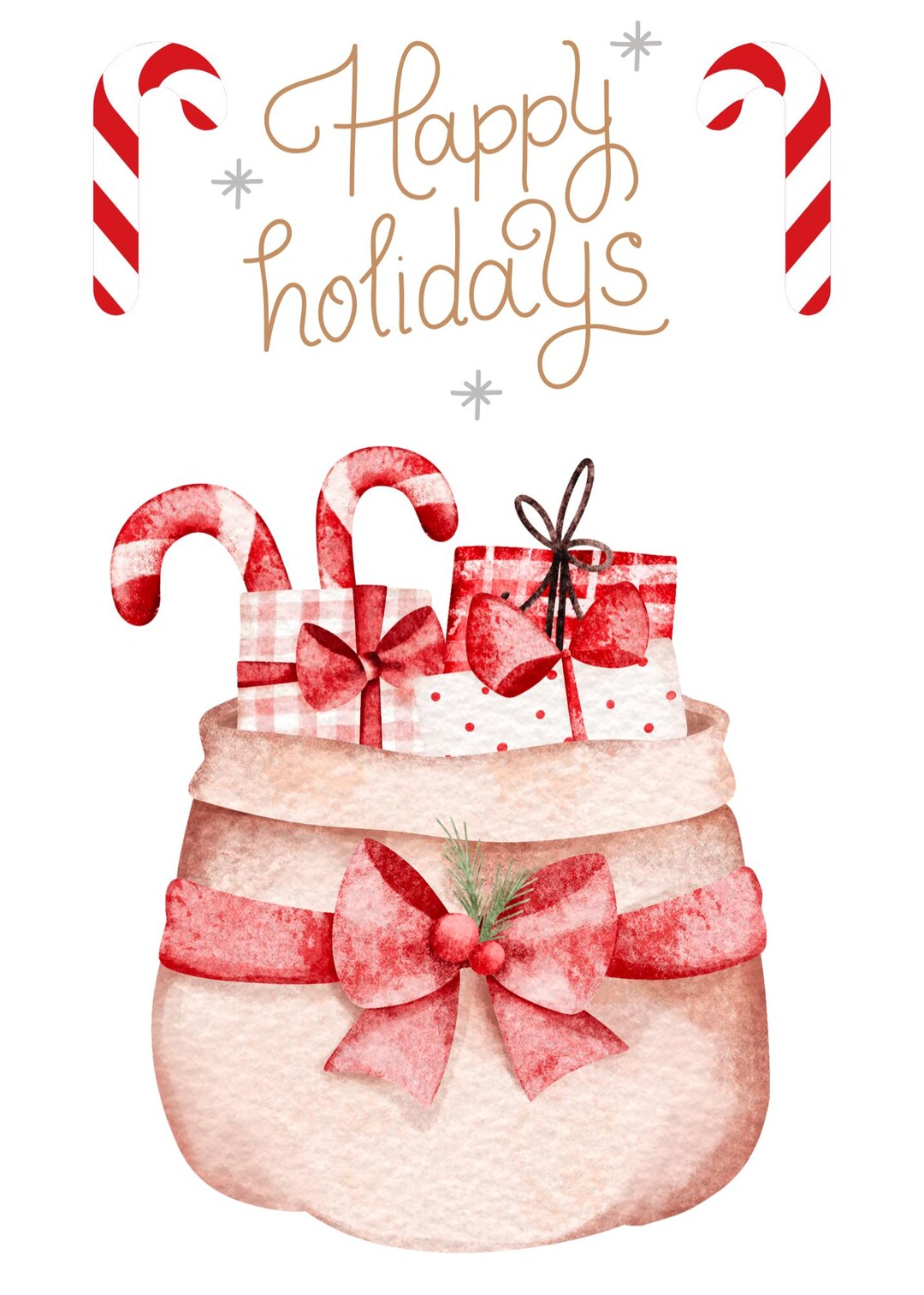 Printable Happy Holiday Card: Festive Holiday Gift Bag - Etsy
