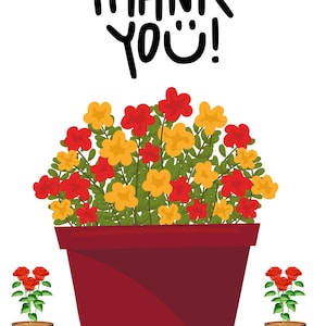 Printable Thank You Card: Flowers, Red Flowers, Potted Plants (PNG File ...
