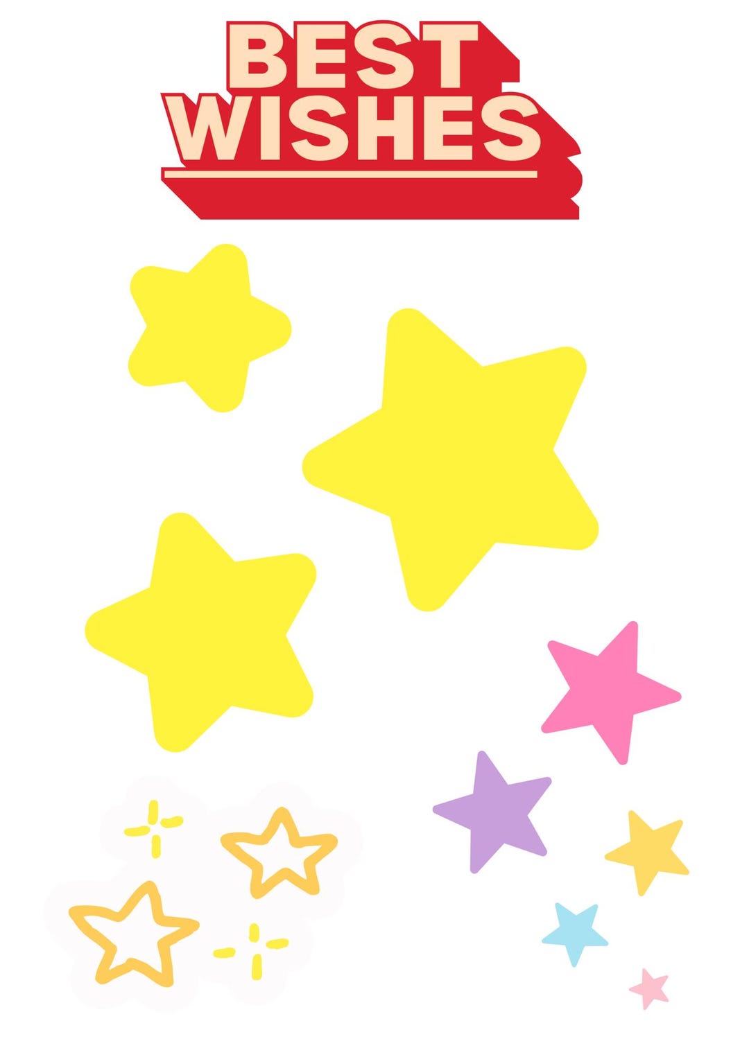 Printable Wishes Card: Colorful Design With Stars - Etsy
