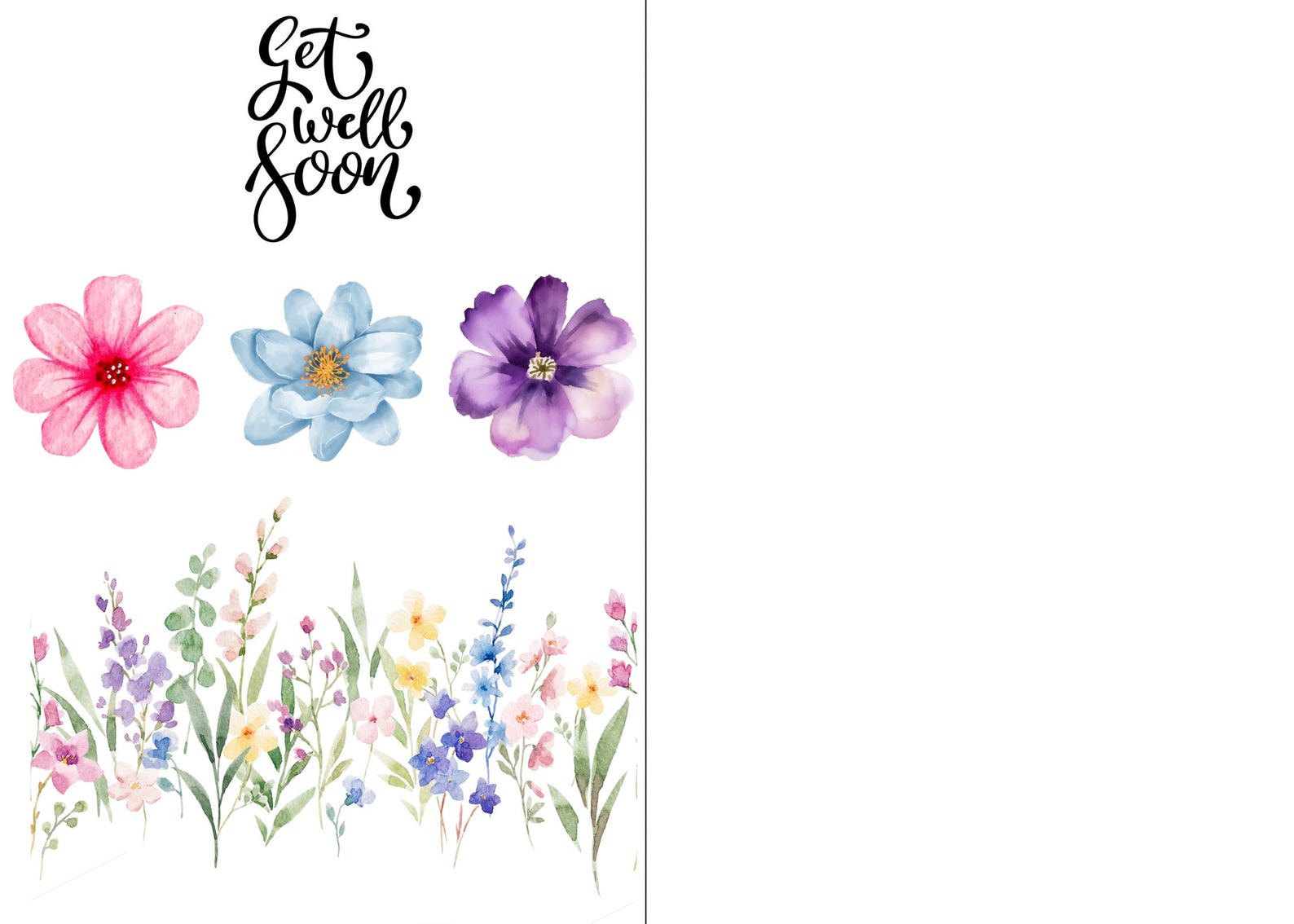 Printable Get Well Soon Card: Colorful Floral Design (PNG File, 5x7 ...