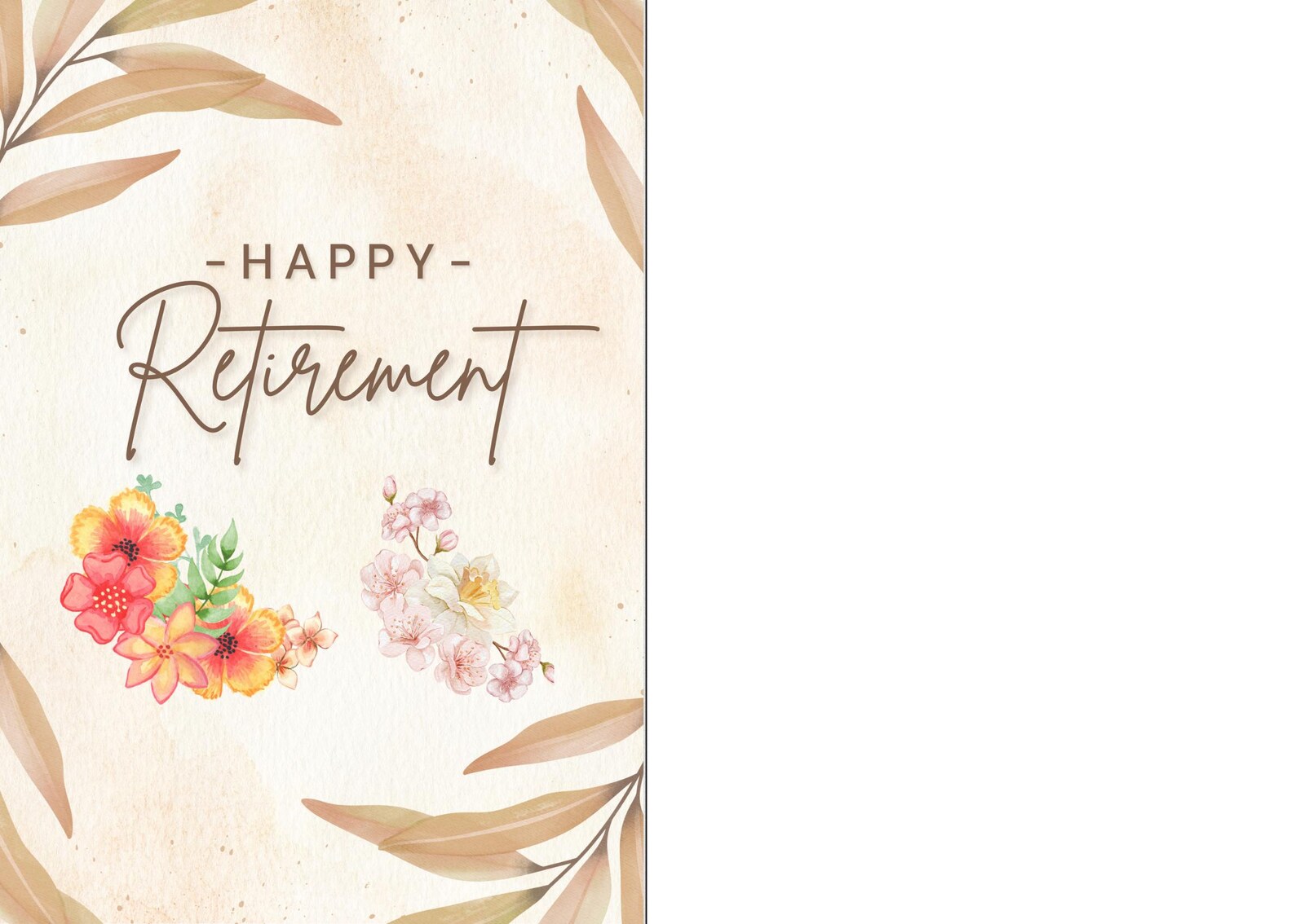 Printable Happy Retirement Card: Flowers, Leaves, Retirement (PNG File ...