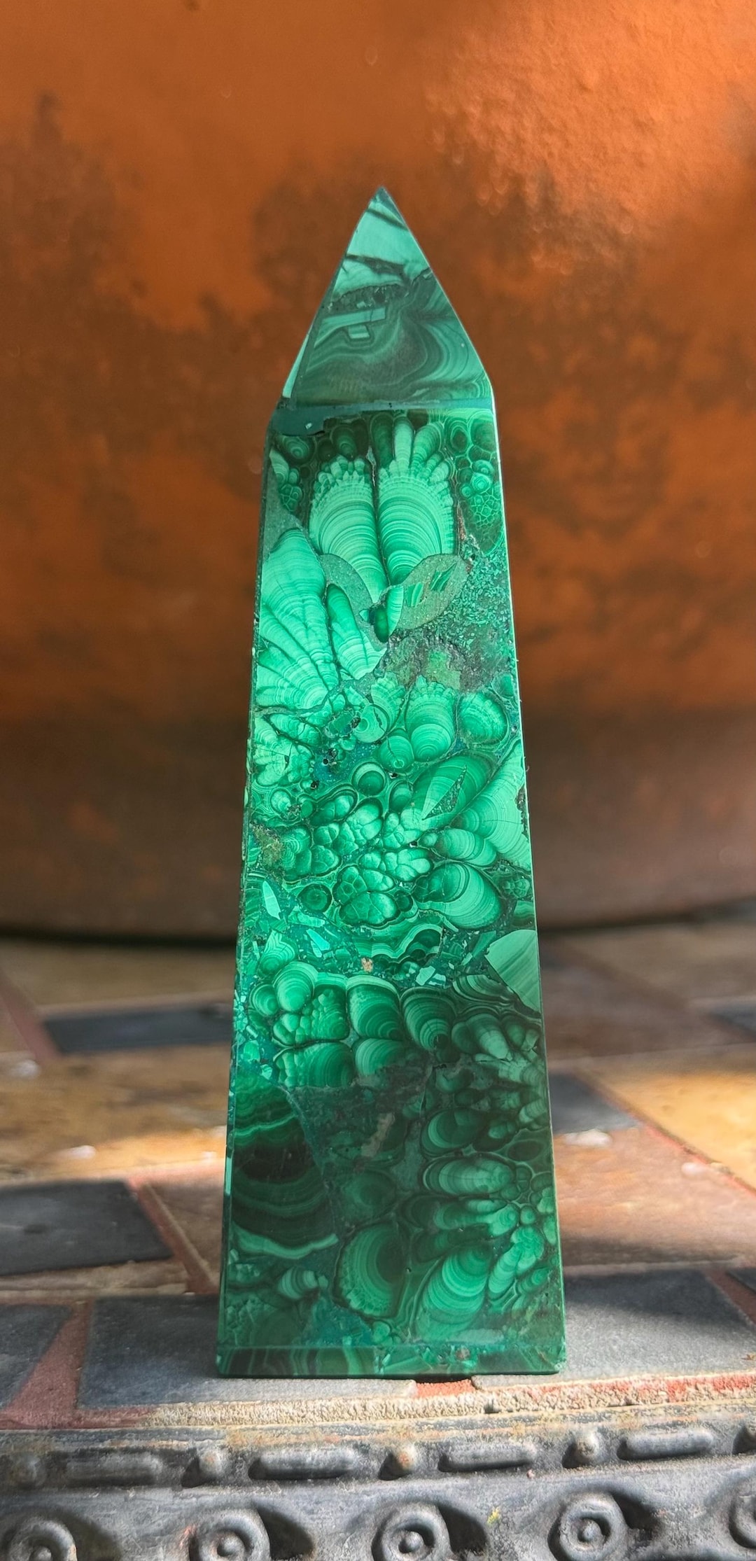 Hollow Malachite Tower: Lightweight Crystal Obelisk for Protection - Etsy