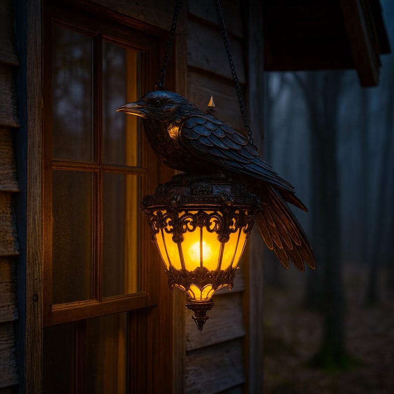 Raven Gothic Lantern Suncatcher, Halloween Window Decor - Etsy