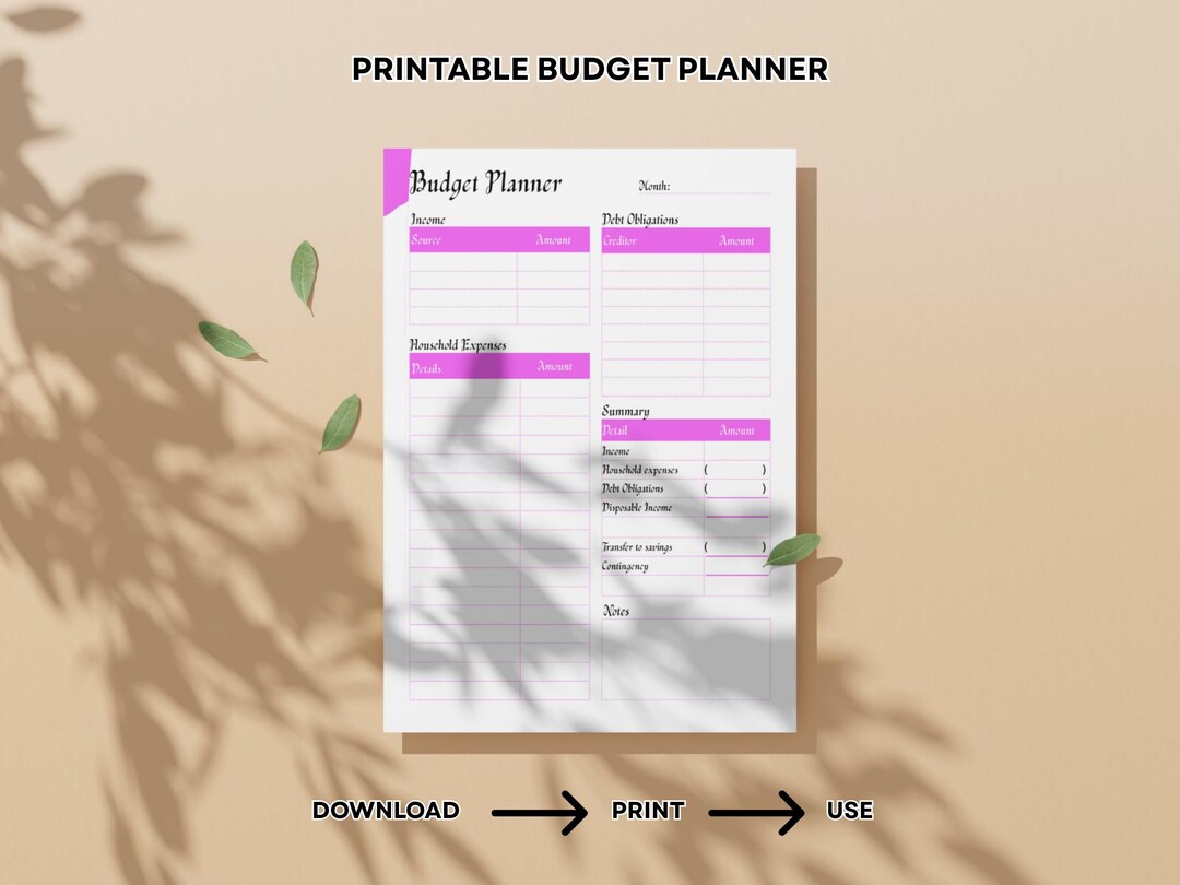 Monthly Budget Planner Printable: Household Budgeting Tool (PDF ...