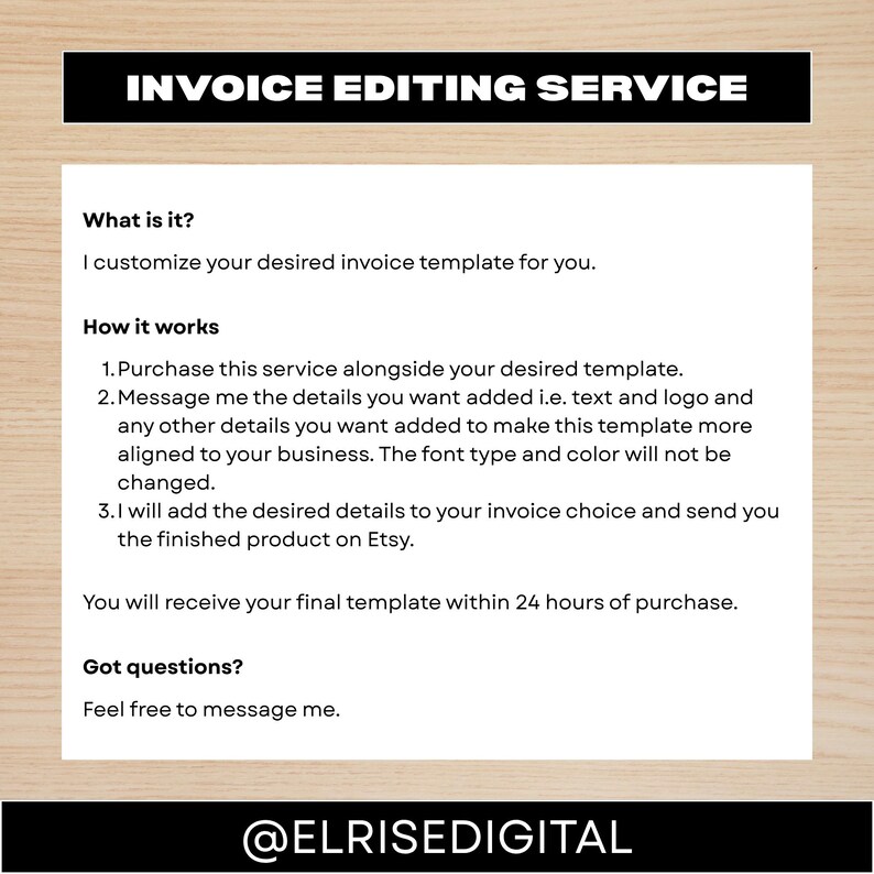 Editing Service for Invoice, Receipt, Quotation Canva Templates, Add-on ...