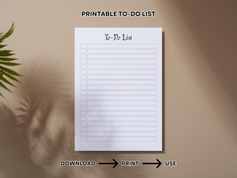 Minimalist To-do List Printable, Simple Task List, Daily Productivity ...